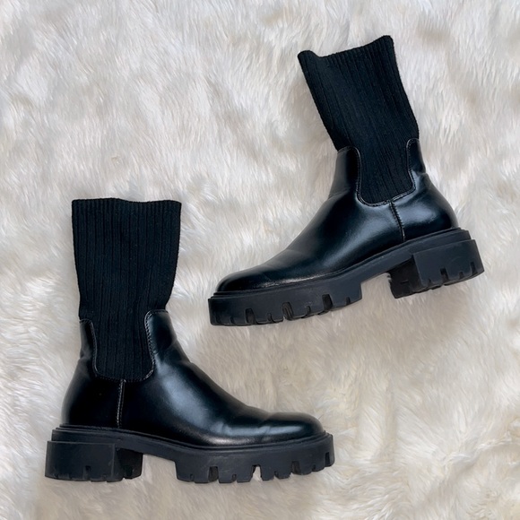 Zara | Shoes | Zara Half Knit Half Leather Boots | Poshmark